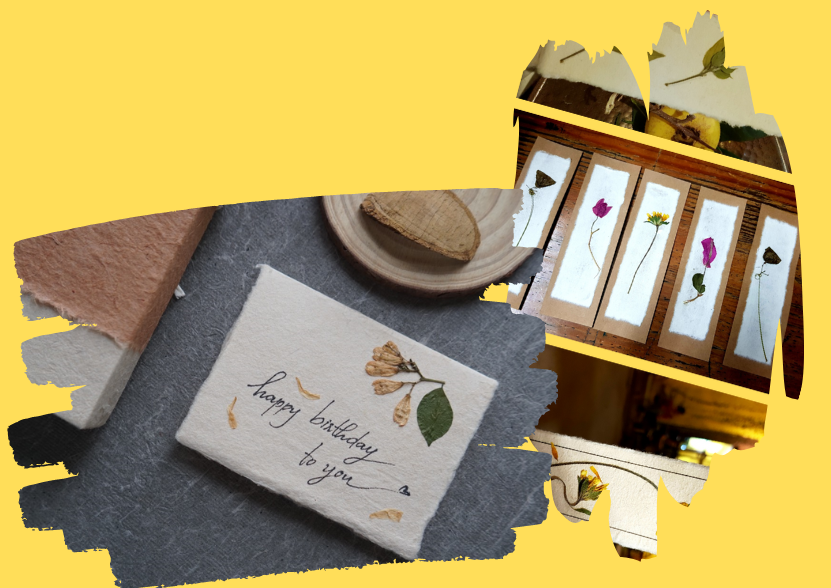 Traditional craft: Dó paper & dried flowers bookmarks + greetings cards ...